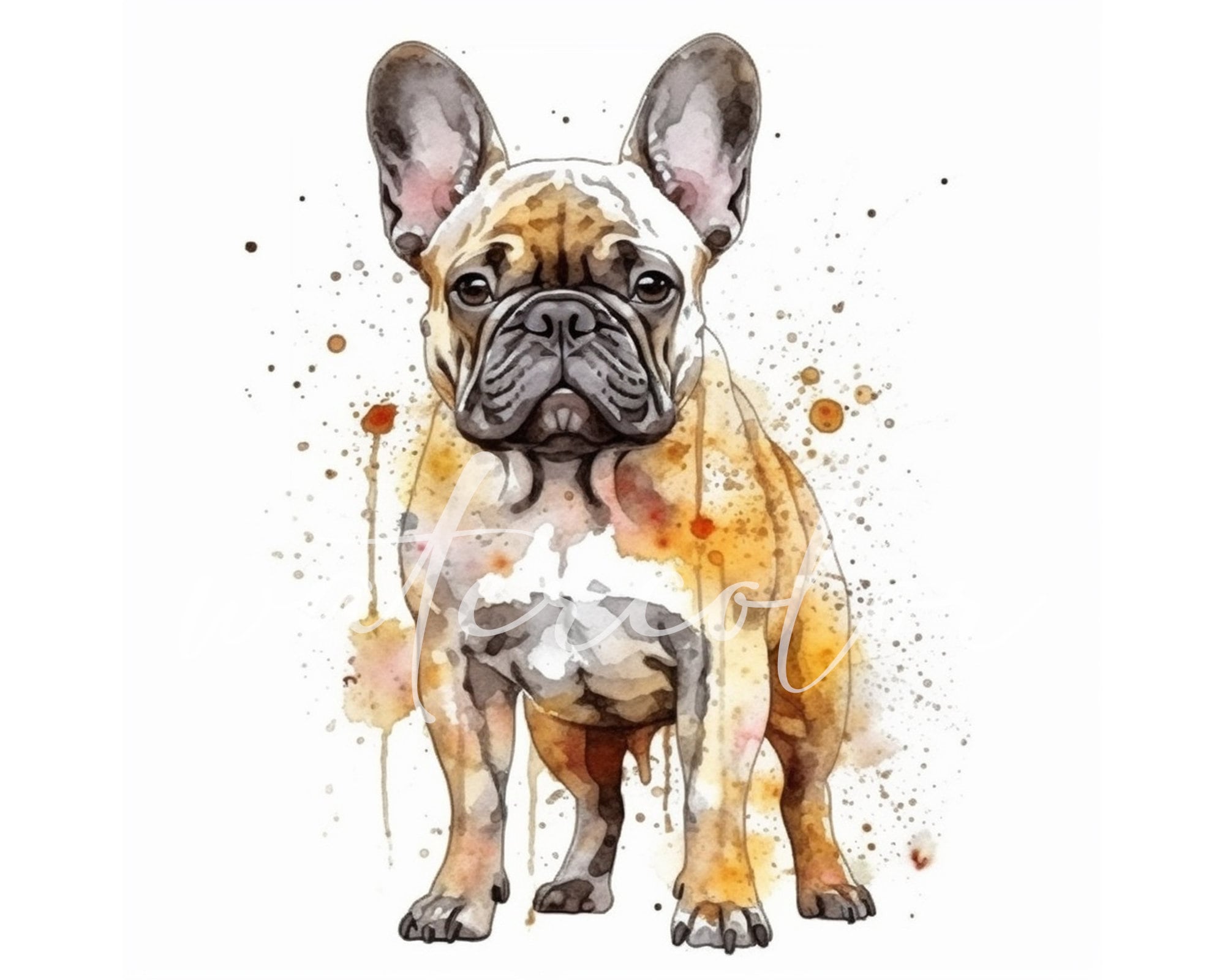 Watercolor French Bulldog Clipart, 12 High Quality Jpgs, Dog Clipart ...