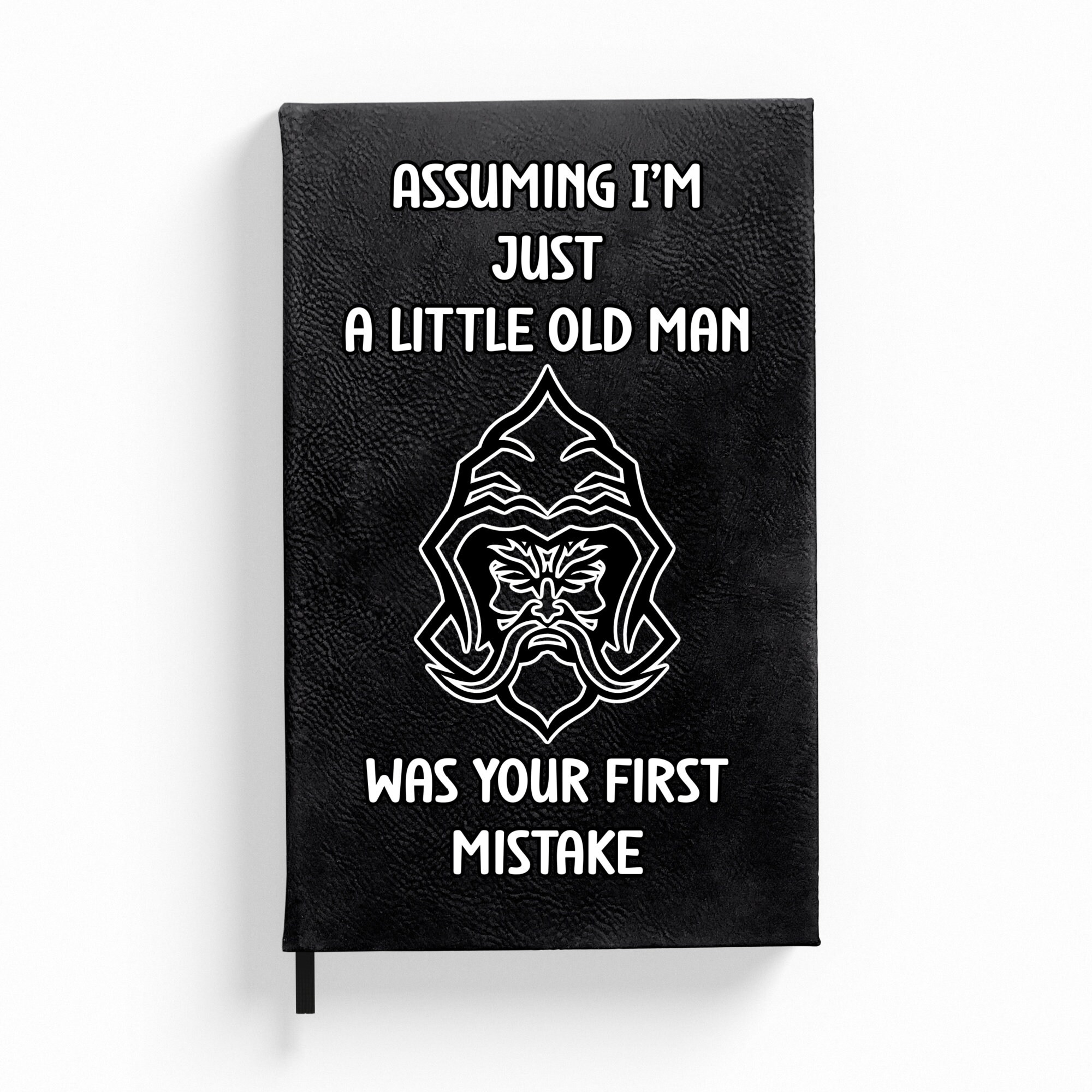 Old Man Gag Gift - Faux Leather Journal - Wizard Grandpa Notebook- 112 ...