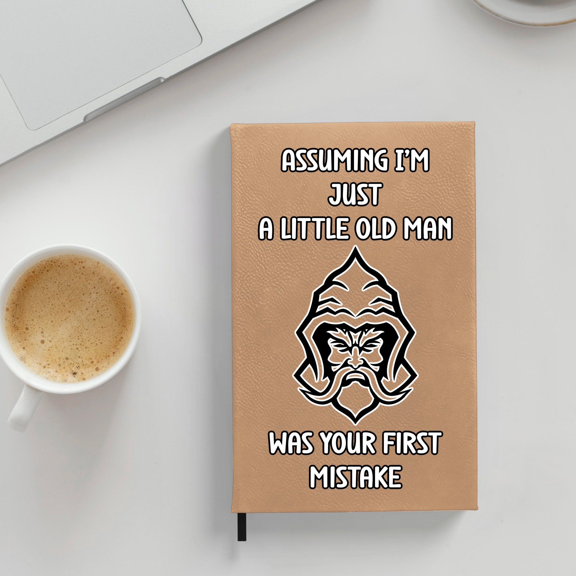 Old Man Gag Gift - Faux Leather Journal - Wizard Grandpa Notebook- 112 ...