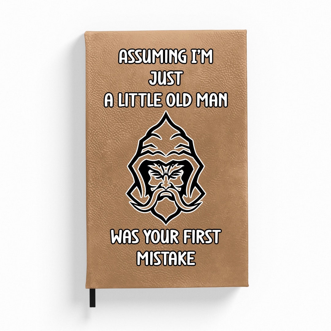 Old Man Gag Gift - Faux Leather Journal - Wizard Grandpa Notebook- 112 ...