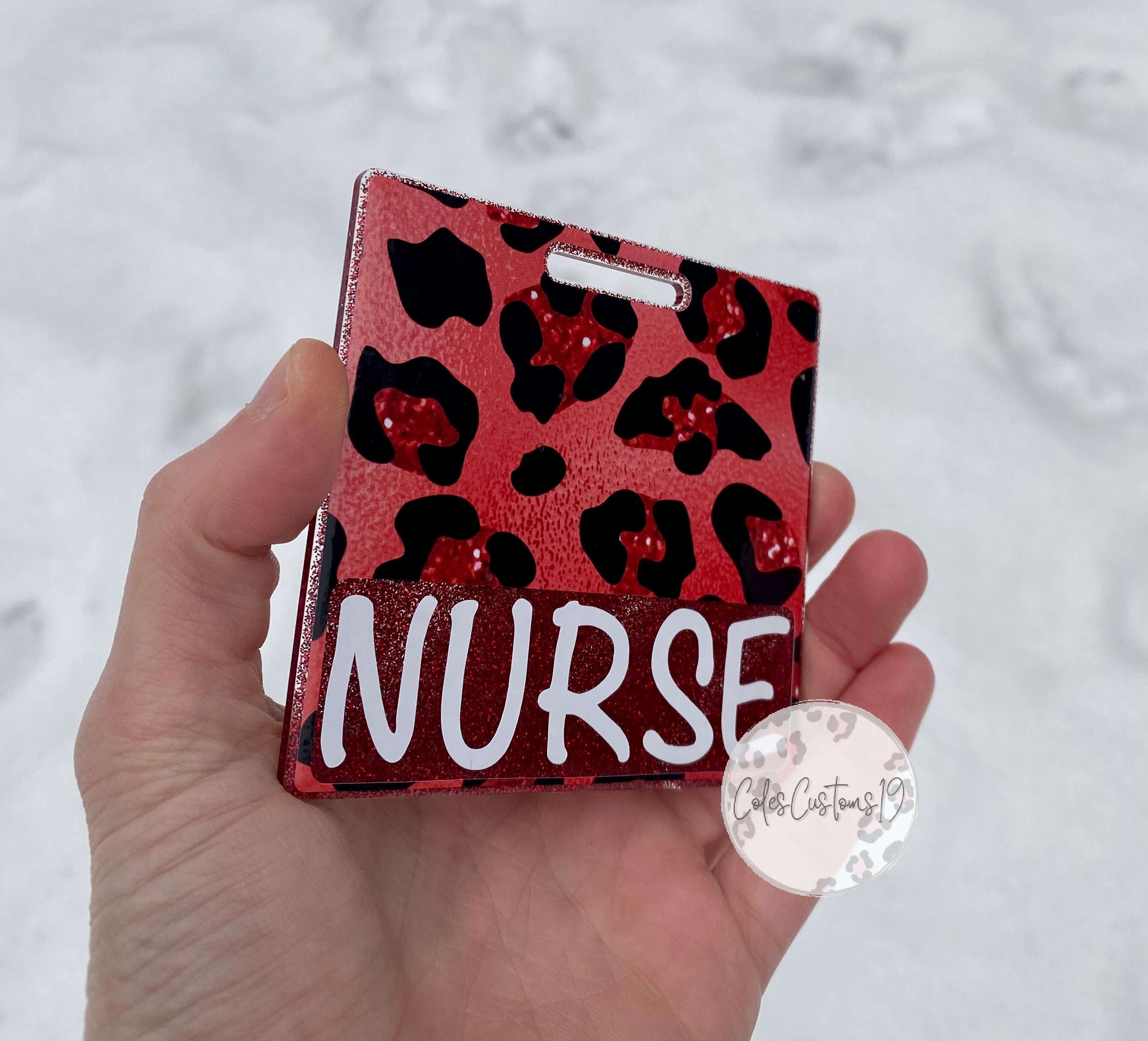 Red Cheetah Print Badge Buddy Leopard Badge Buddy Vertical - Etsy
