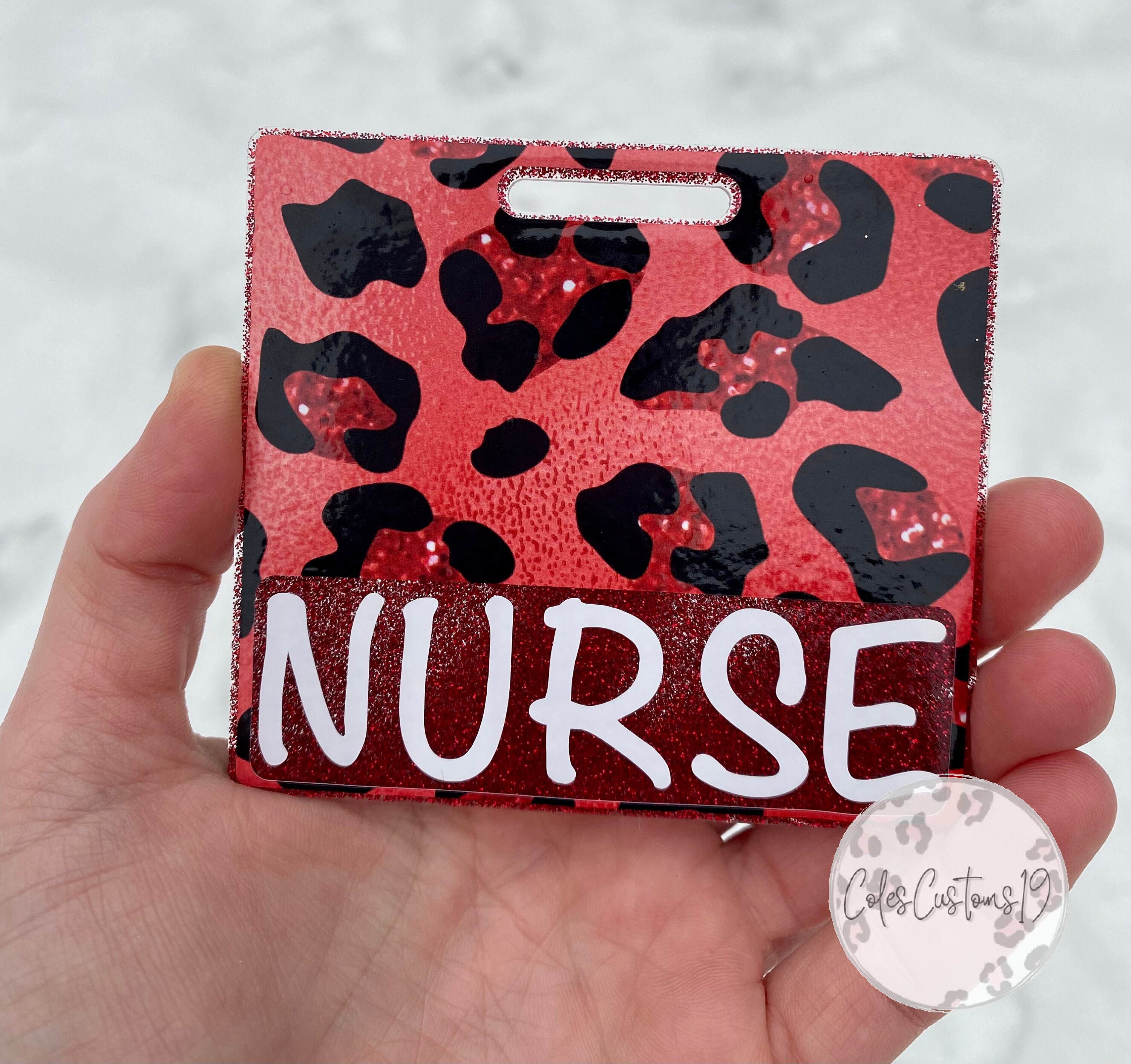 Red Cheetah Print Badge Buddy Leopard Badge Buddy Vertical - Etsy