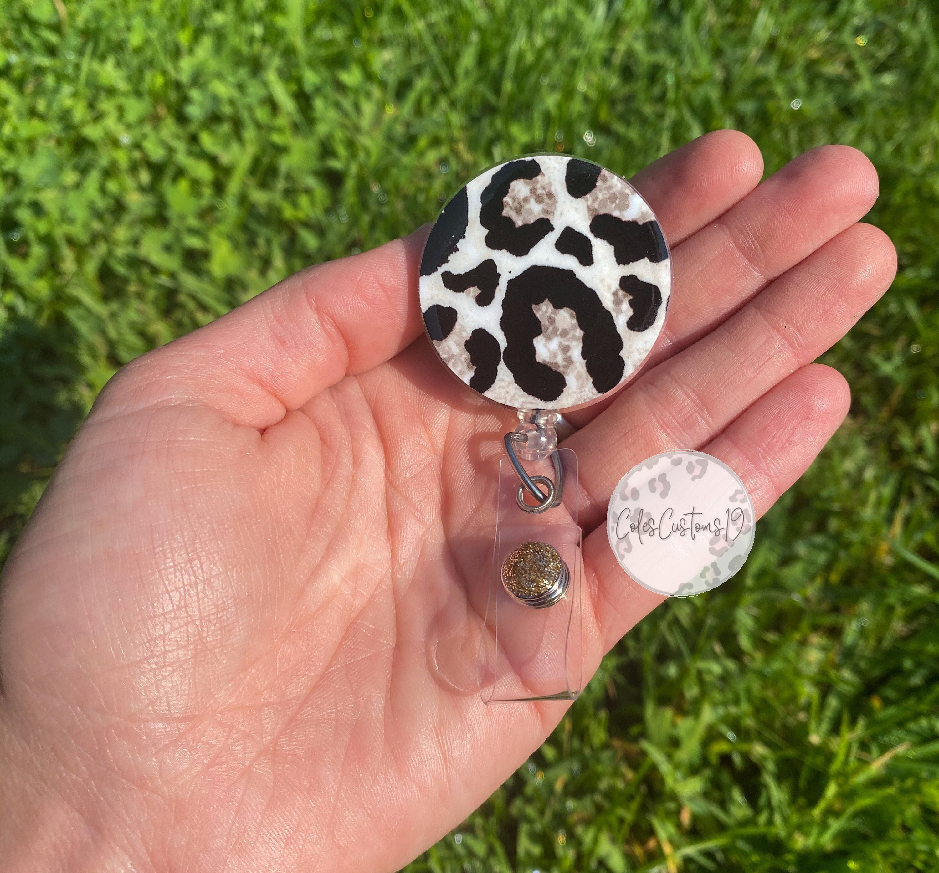 Champagne Cheetah Print Badge Reel, Leopard Print Badge Reel ...