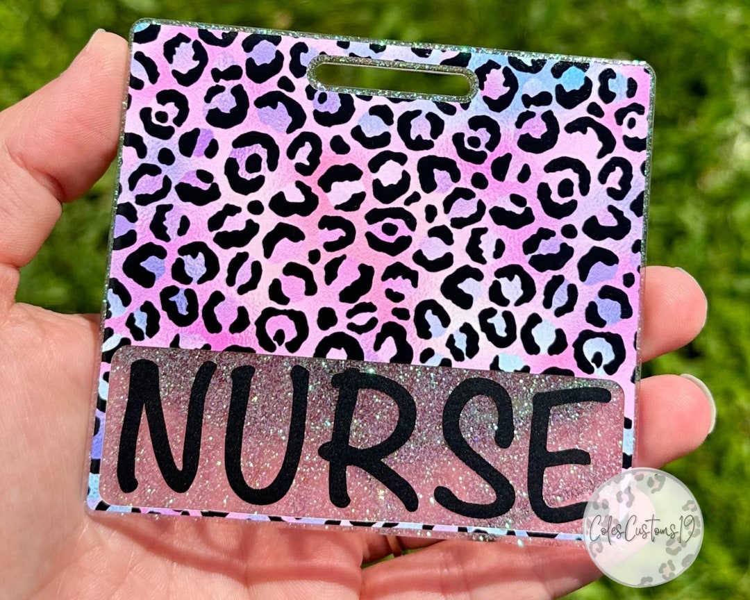 Pink and Purple Cheetah Print Badge Buddy, Leopard Badge Buddy ...