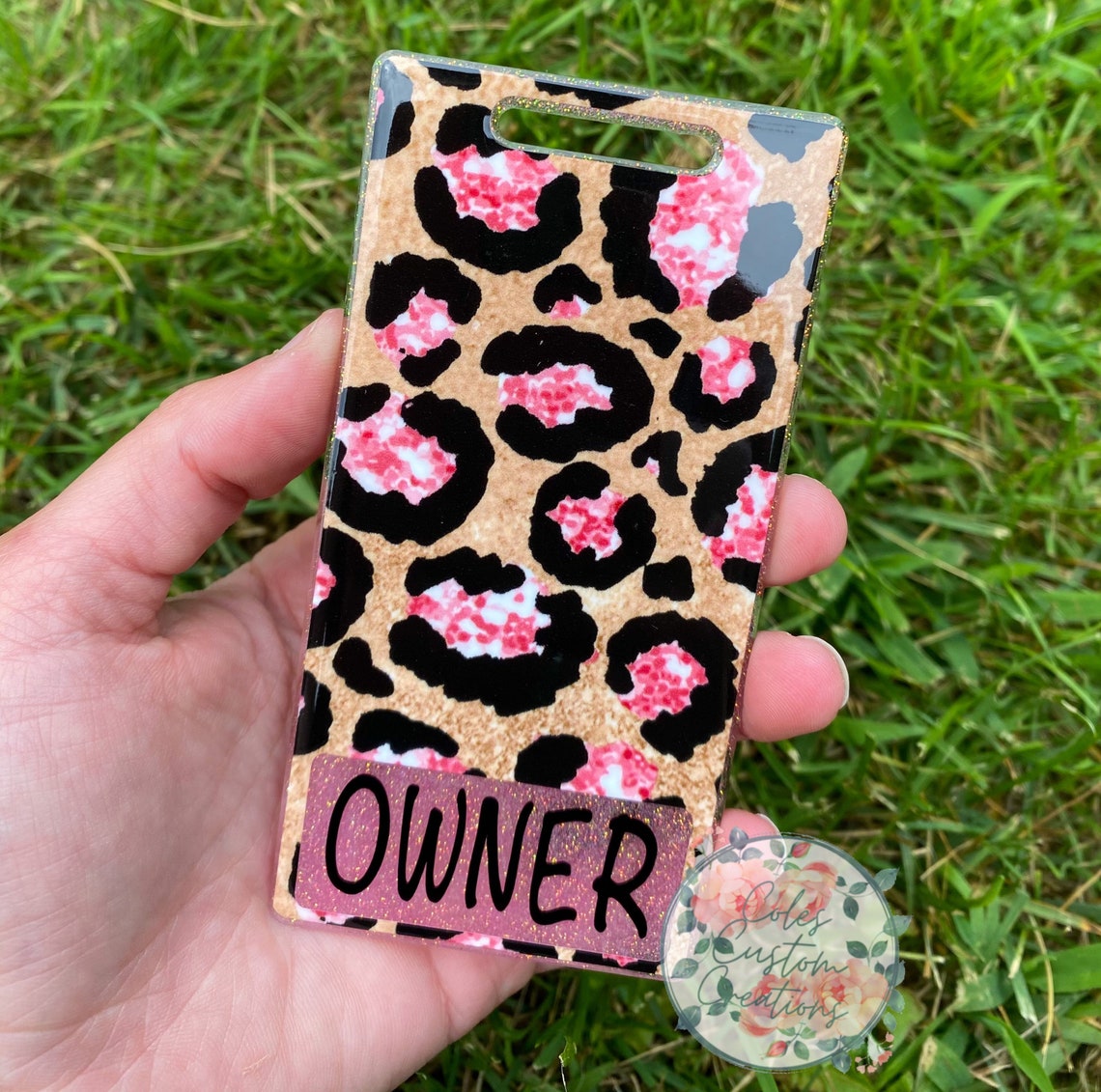 Pink Cheetah Badge Buddy Leopard Badge Buddy Glittered Badge | Etsy