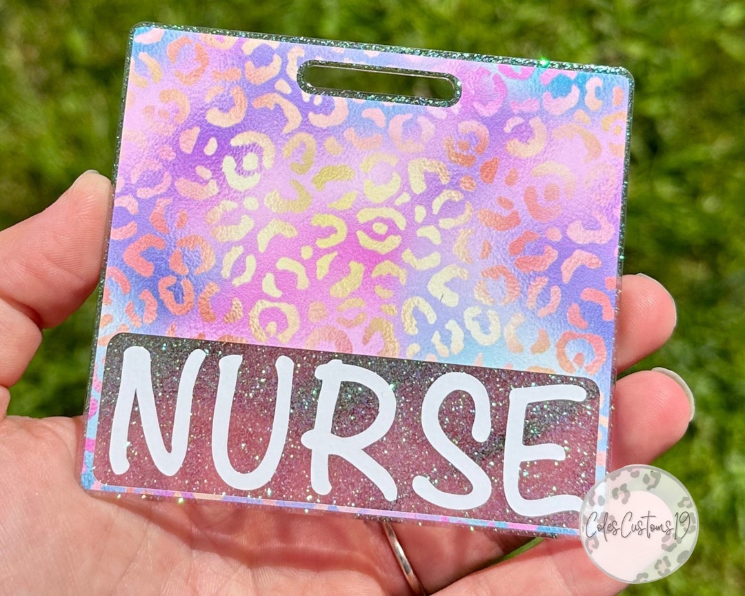 Pink Cheetah Print Badge Buddy, Leopard Badge Buddy, Vertical Badge ...