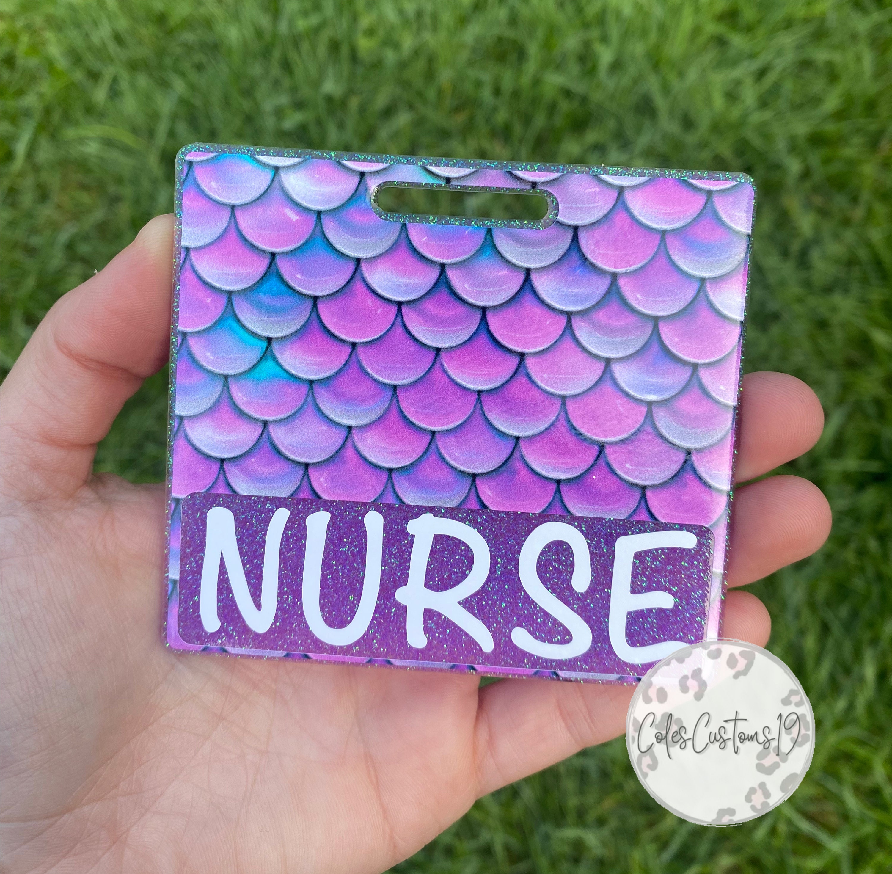 Mermaid Badge Buddy Purple Badge Buddy Vertical Badge Buddy - Etsy
