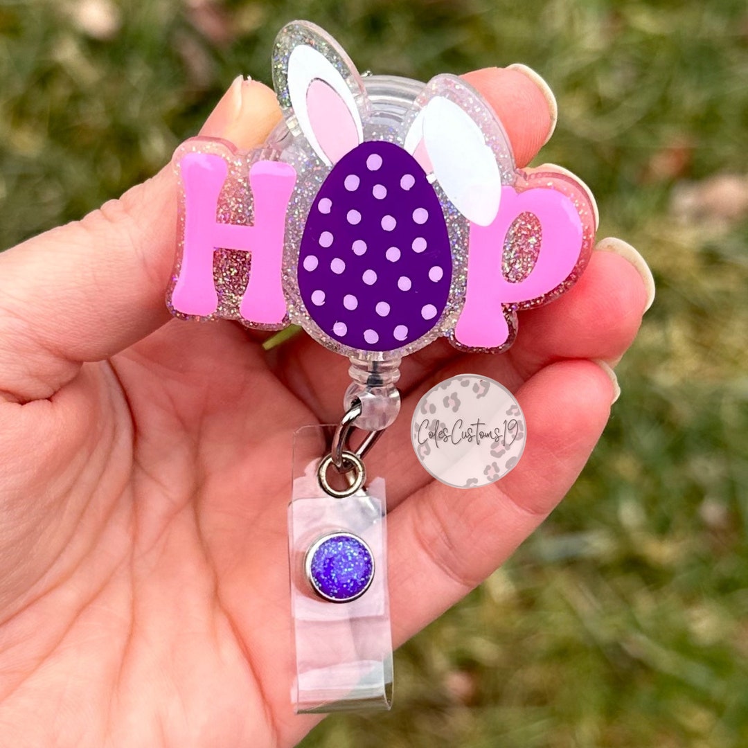 Easter Badge Reel, Hop Badge Reel, Bunny Badge Reel, Easter Bunny Badge ...