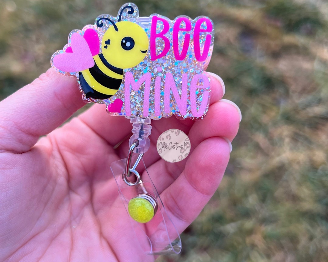 Bee Mine Badge Reel, Valentine Badge Reel, Bee Badge Reel, Valentines ...