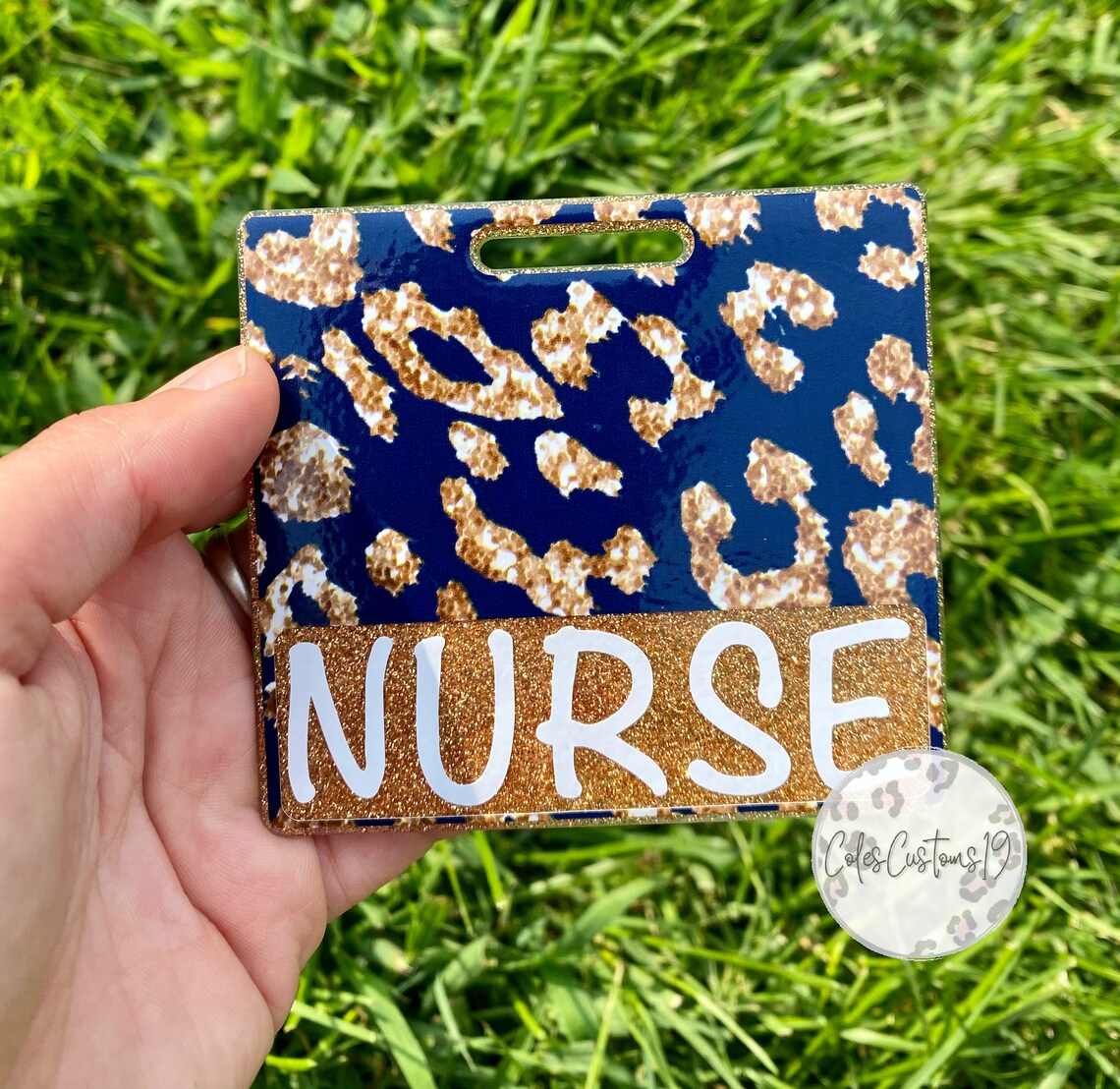 Navy Blue Cheetah Print Badge Buddy Leopard Badge Buddy | Etsy