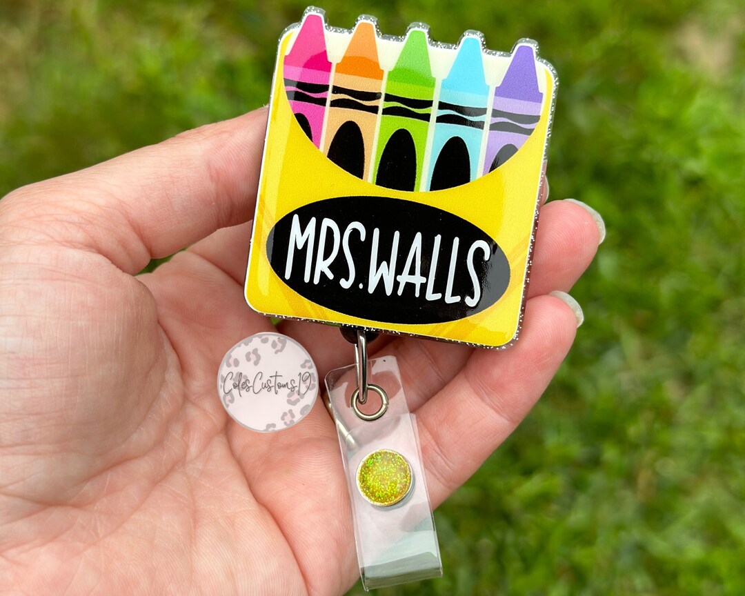 Crayon Box Badge Reel, Teacher Badge Reel, Teacher Appreciation Gift ...