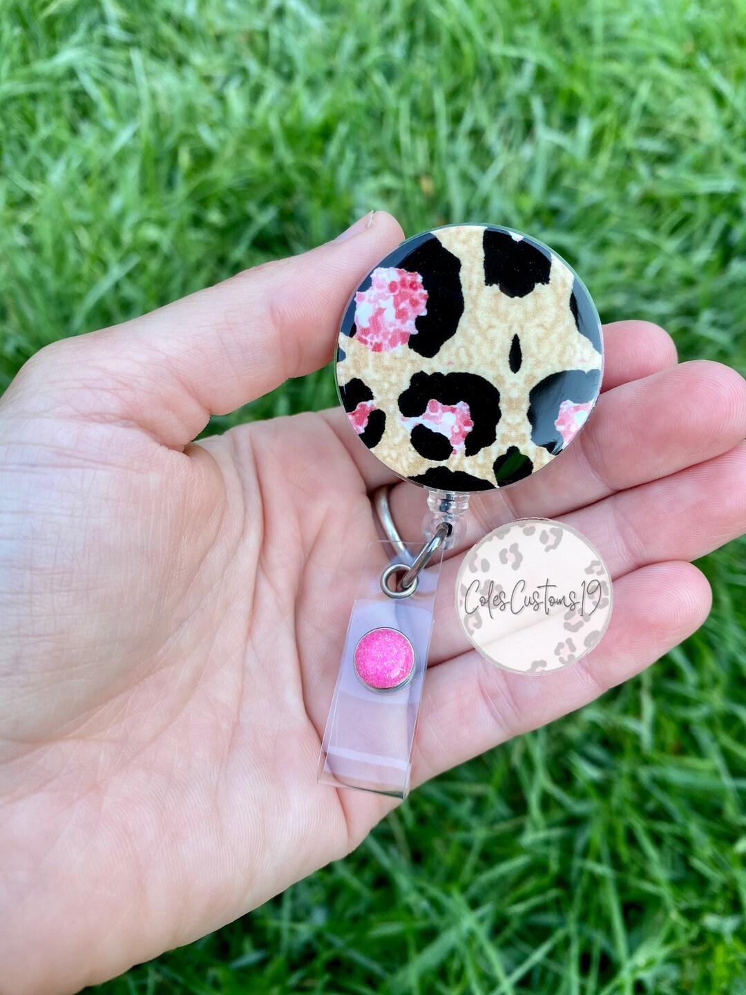 Pink Cheetah Print Badge Reel, Leopard Print Badge Reel, Retractable ...