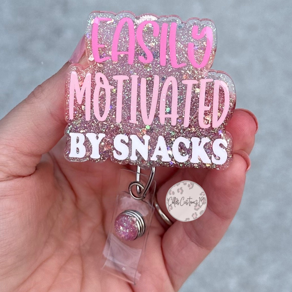 Easily Motivated by Snacks Badge Reel, Funny Badge Reel, Nurse Badge ...