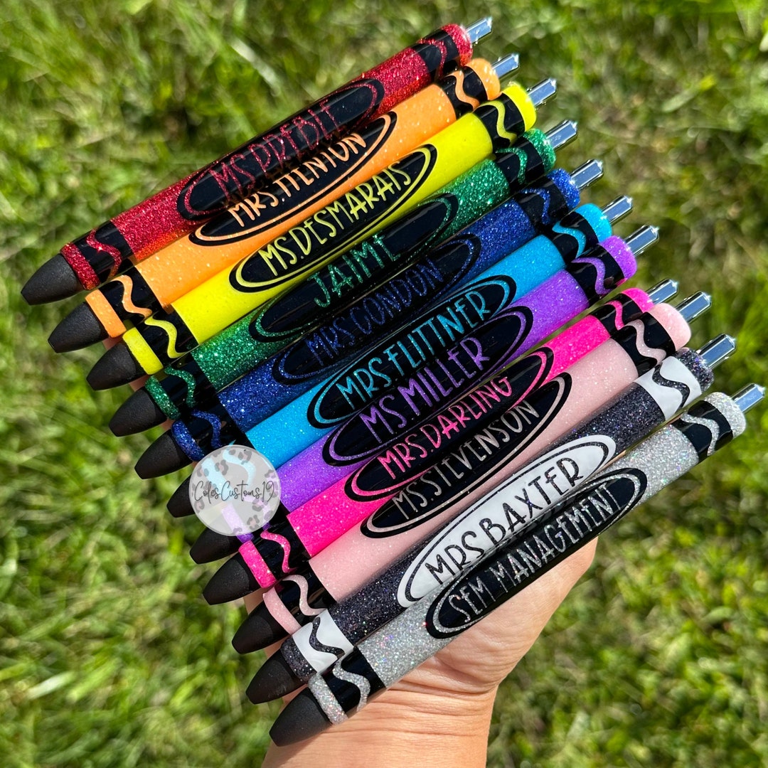 Crayon Glitter Pen, Teacher Glitter Pen, Personalized Teacher Gift ...