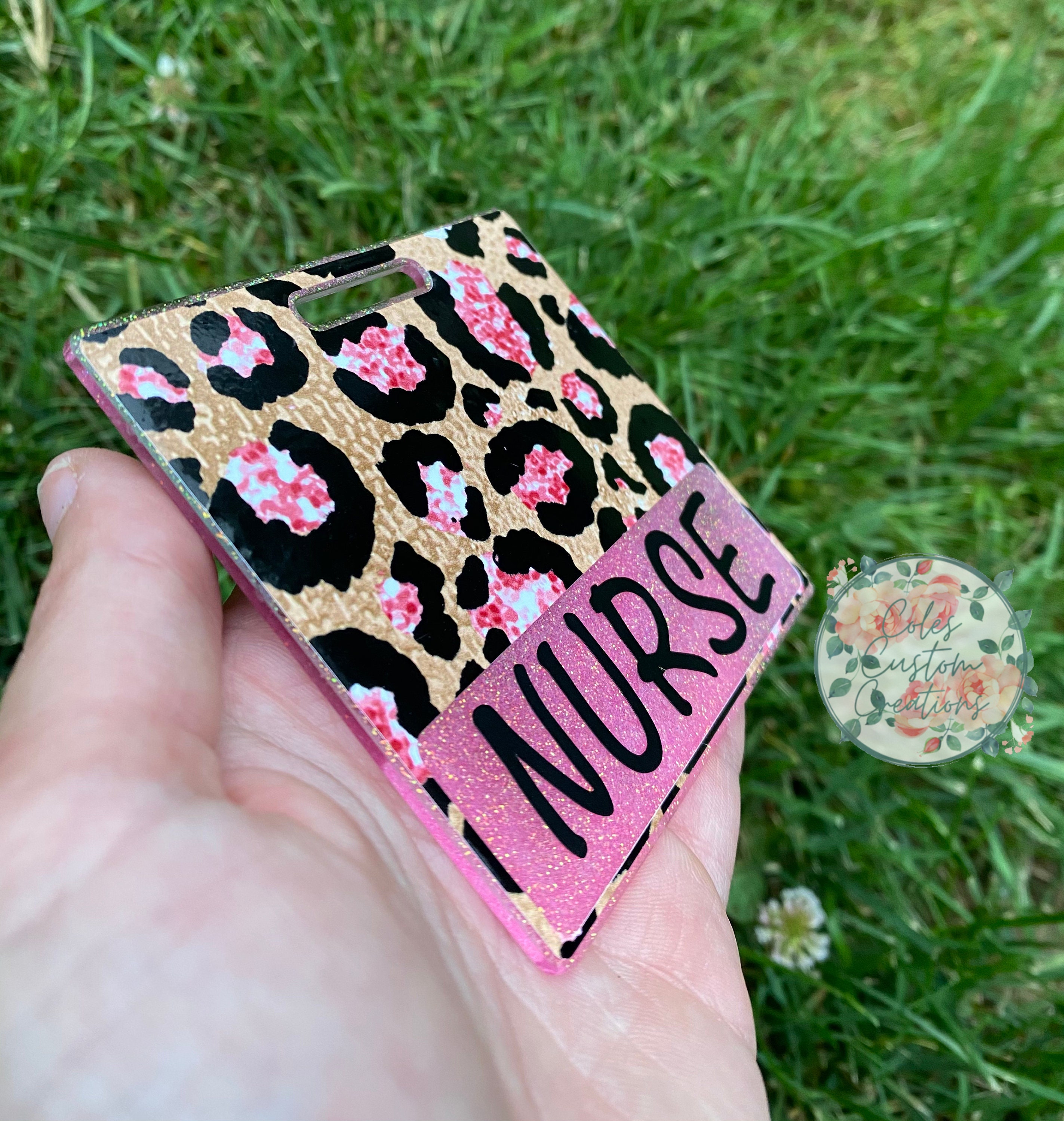 Pink Cheetah Badge Buddy Leopard Badge Buddy Glittered Badge | Etsy