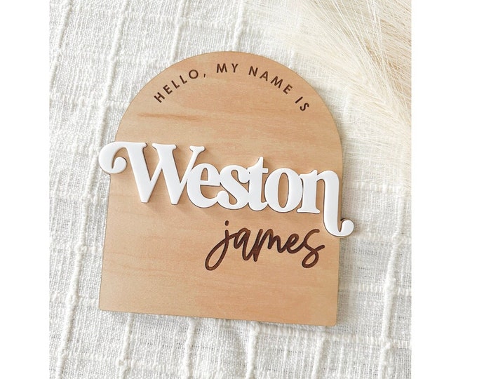 Hello My Name Is, Baby Name Sign, Wood Name Round, Newborn Photo ...