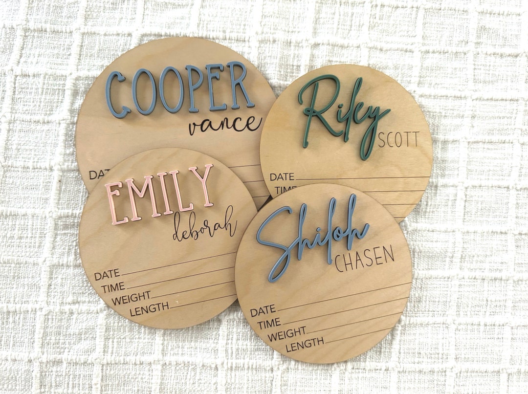 Wood Name Round Newborn Photo Wooden Name Cutout - Etsy