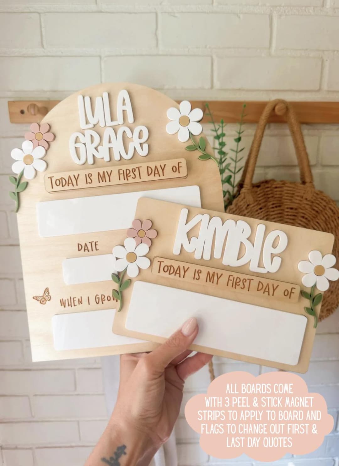 Floral First Day of School Sign, Last Day of Sign, Back to School Sign ...