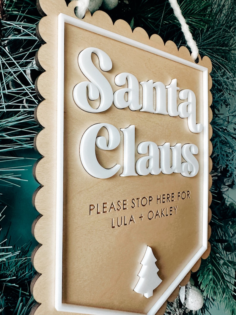 Personalized Santa Stop Here Sign: Acrylic Christmas Door Hanger - Etsy