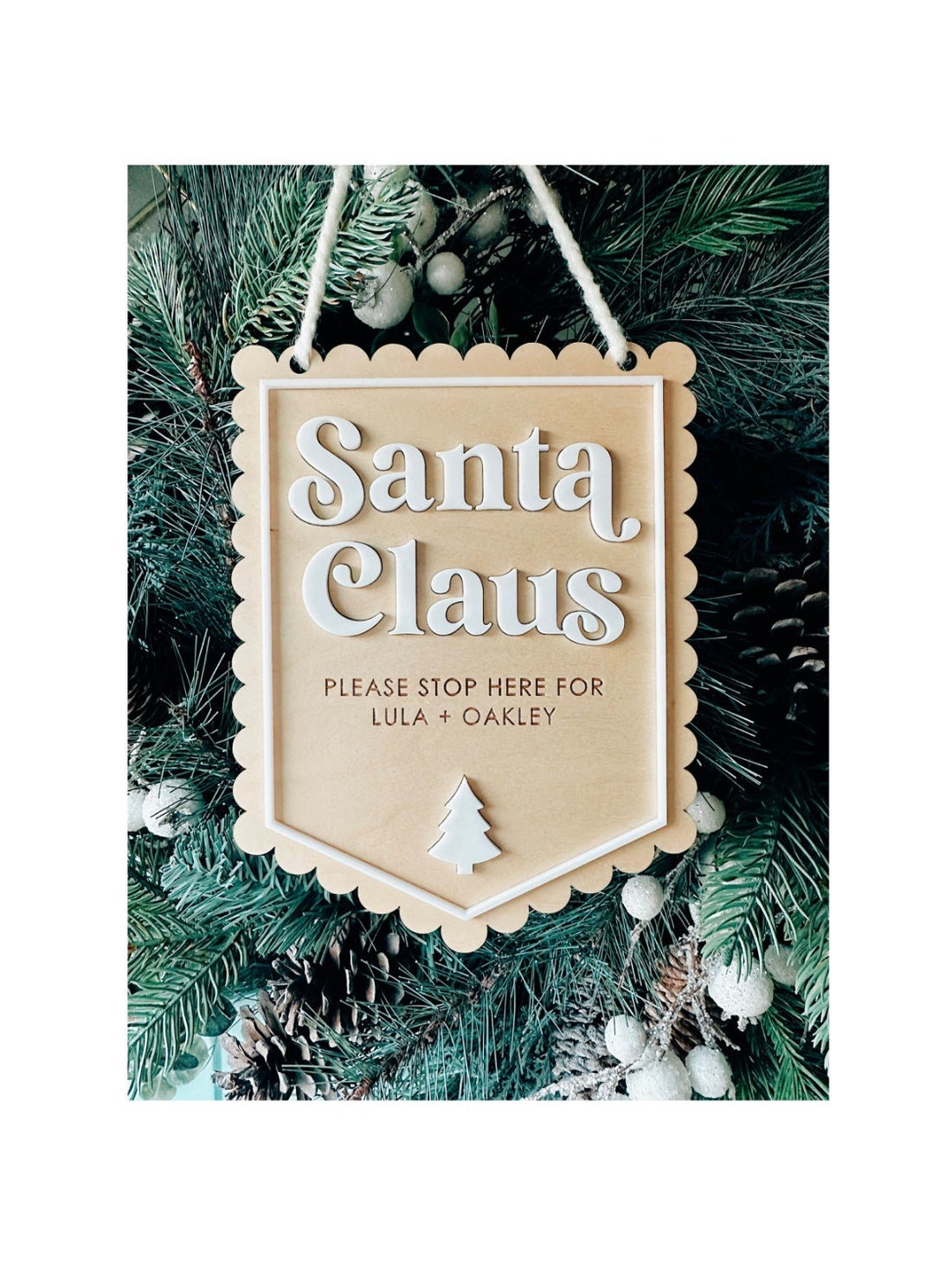 Personalized Santa Stop Here Sign: Acrylic Christmas Door Hanger - Etsy