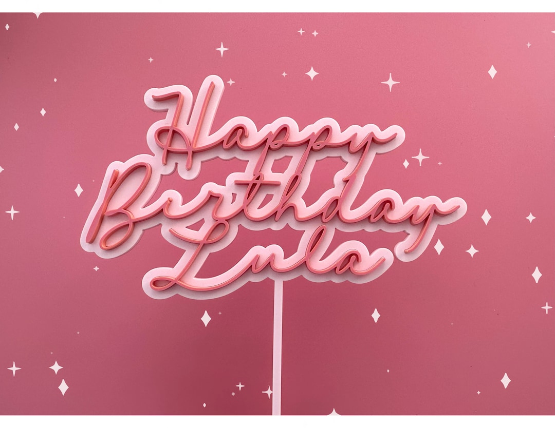 Happy Birthday Cake Topper, Custom Name Cake Topper, Colorful Cake ...