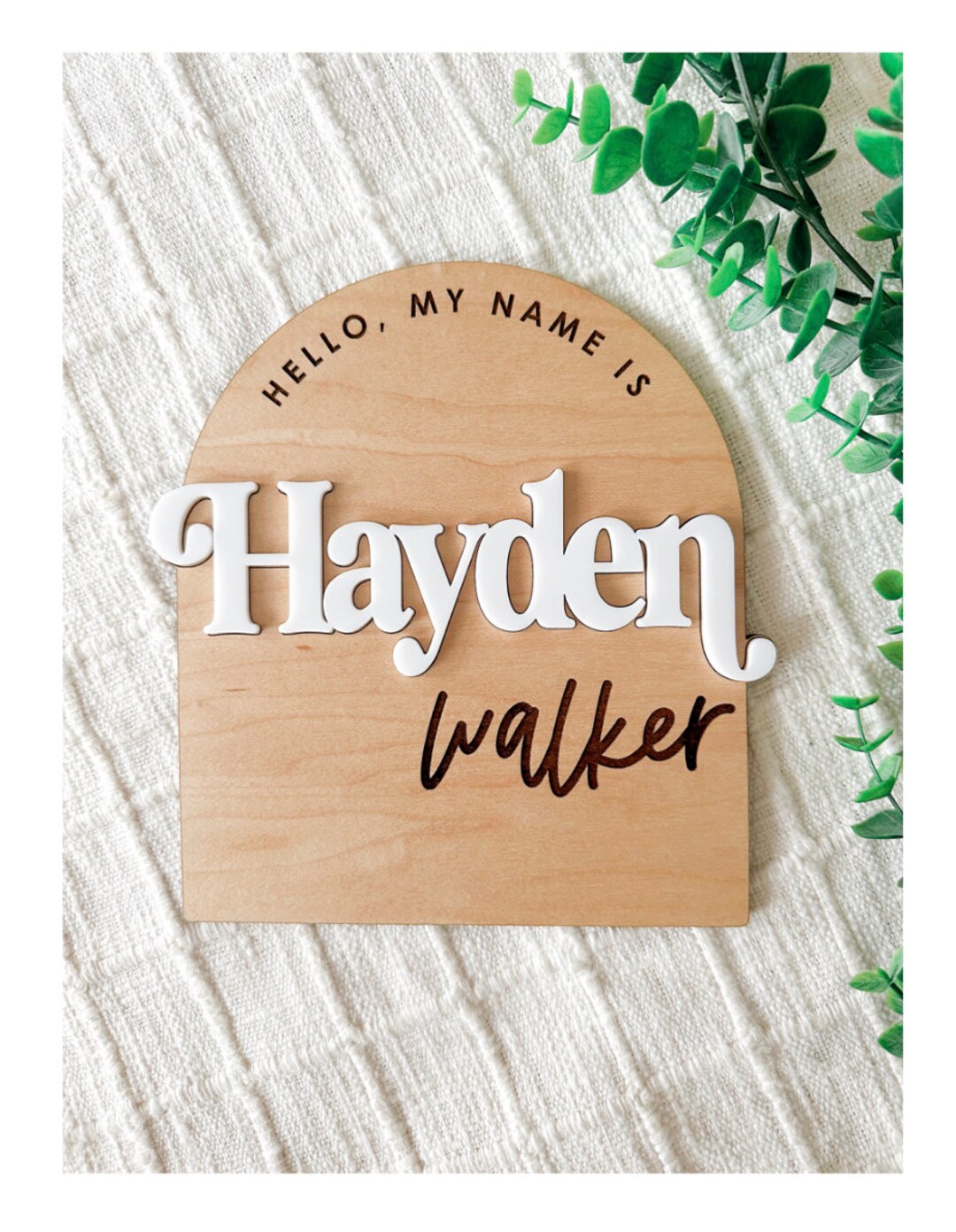 Hello My Name Is, Baby Name Sign, Wood Name Round, Newborn Photo ...
