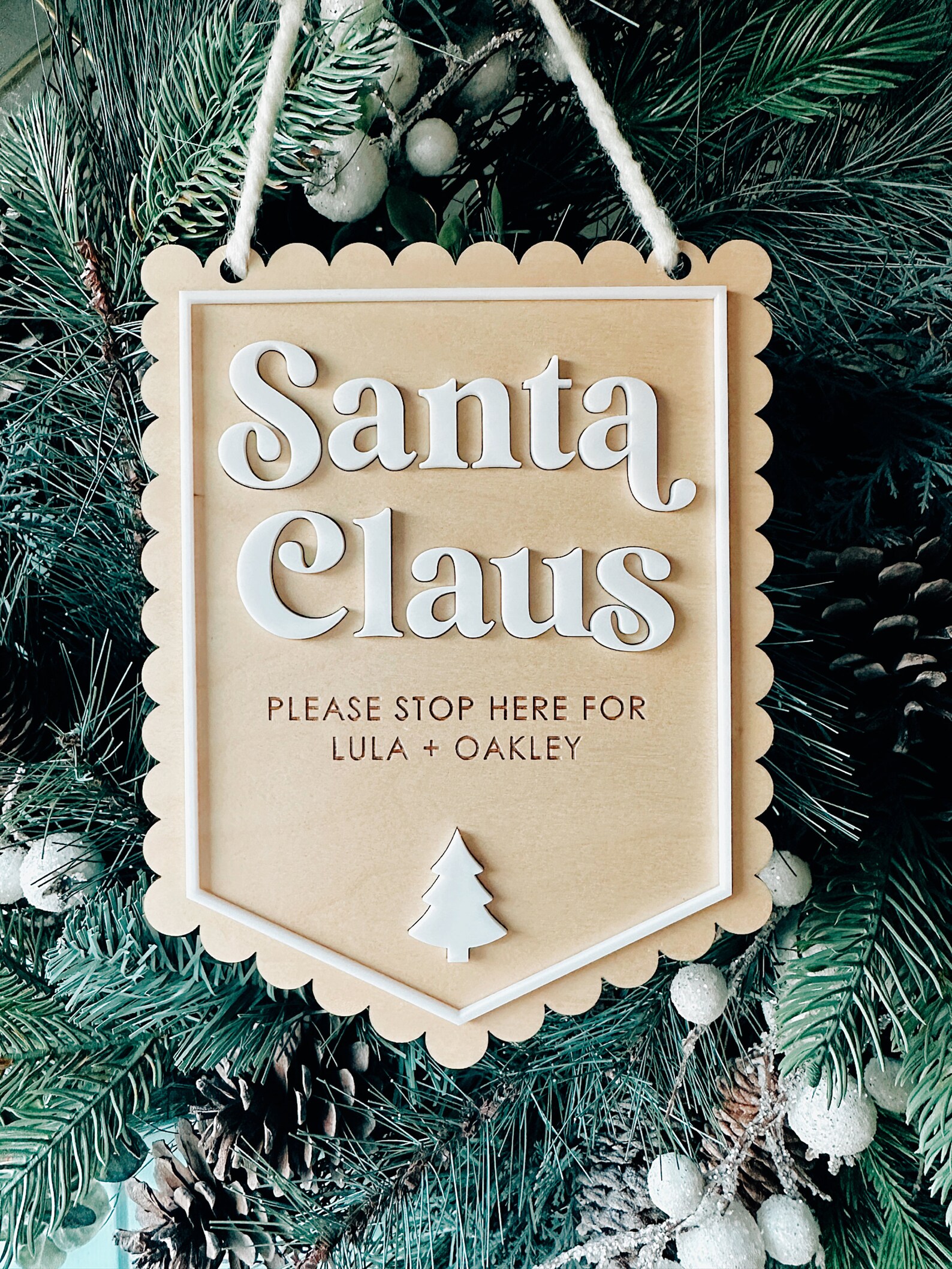 Personalized Santa Stop Here Sign: Acrylic Christmas Door Hanger - Etsy