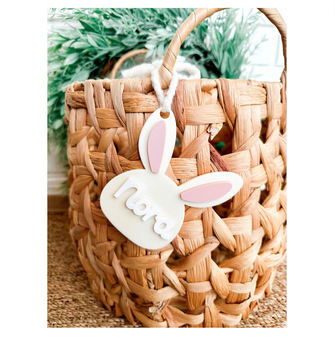 Bunny Easter Basket Tag, Boho Easter Basket Name Tag, Girls Easter ...