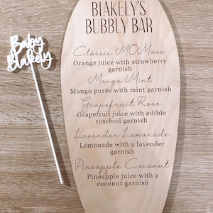 Baby on Board Bar Sign, Custom Drink Menu, Personalized Drink Menu ...