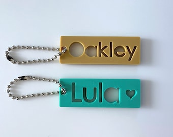 Water Bottle Name Tag Capital Letter Name Keychain Small Name Tag With ...