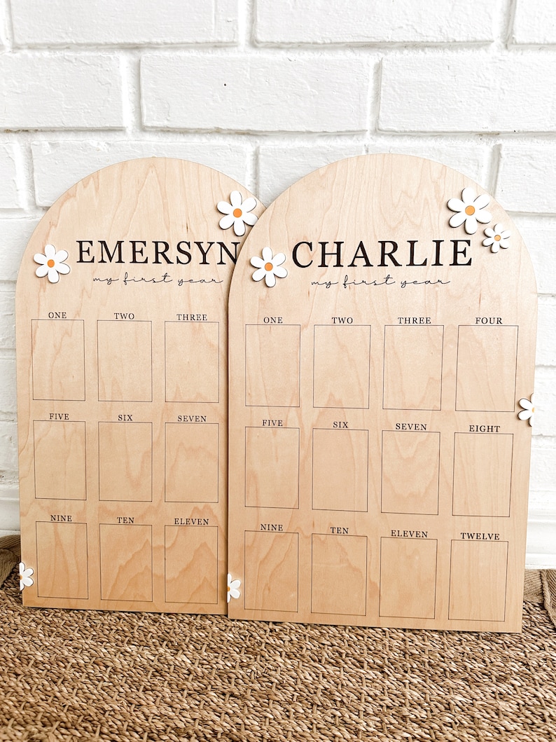 Daisy One Year Milestone Picture Board, One Year Photo Board, Monthly ...