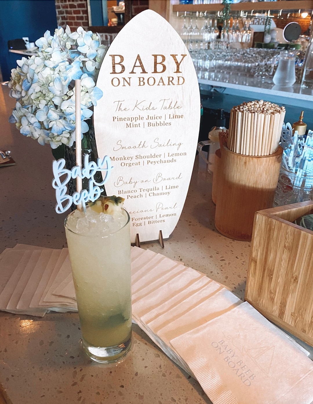 Baby on Board Bar Sign, Custom Drink Menu, Personalized Drink Menu ...