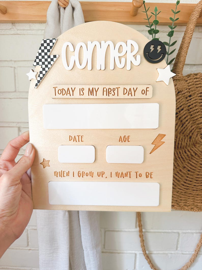 Boy's First Day of School Sign, Last Day of Sign, Back to School Sign ...