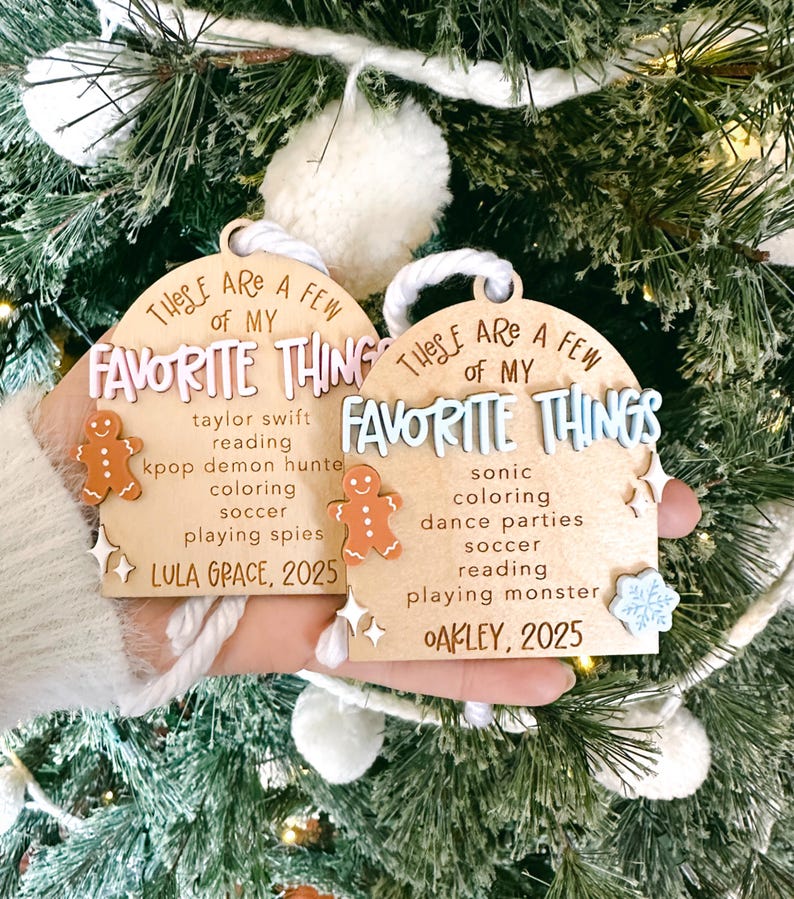 Personalized Favorite Things Ornament, Yearly Ornament, Milestones ...