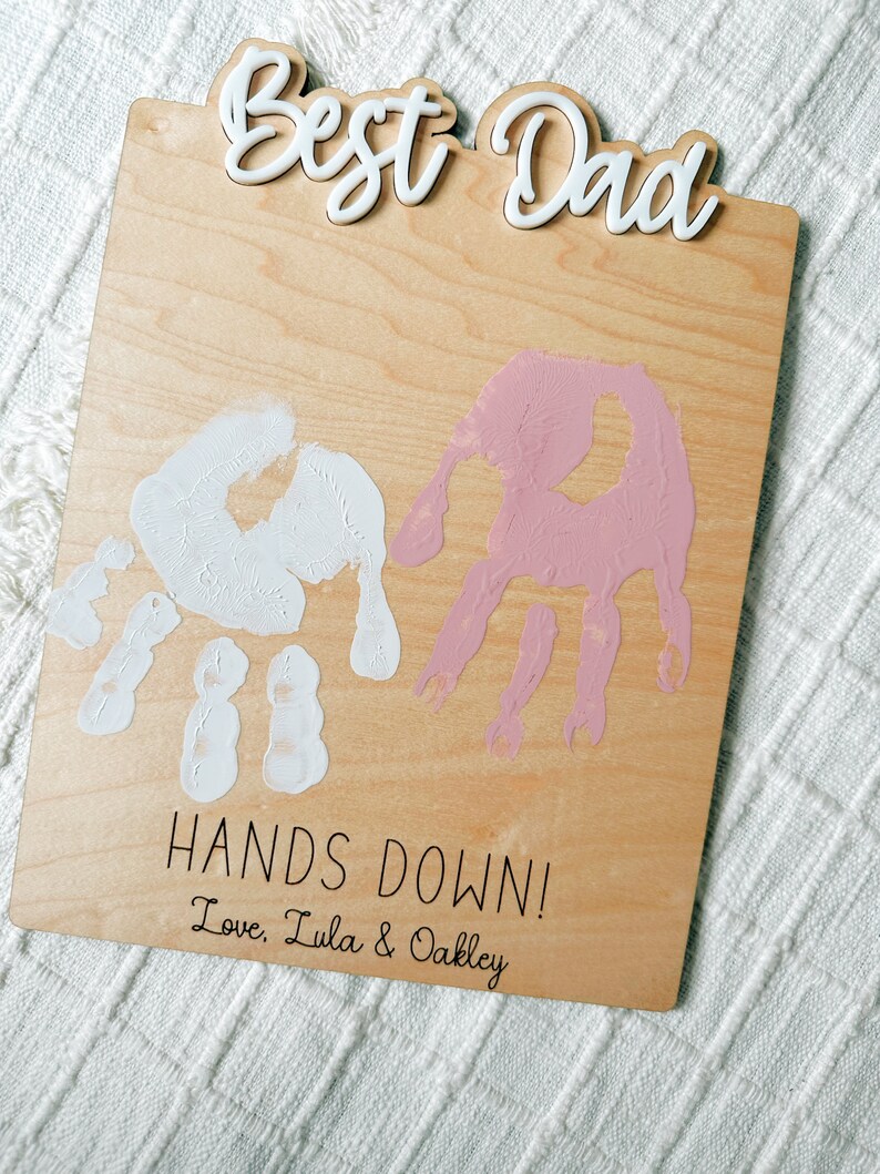 Best Dad Hands Down Handprint Sign DIY Childrens Gift - Etsy
