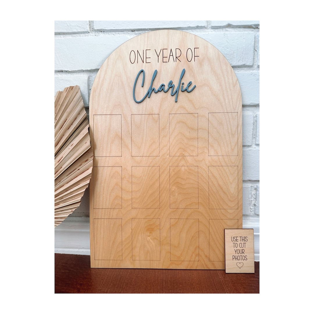 One Year Photo Board, First Birthday Decor, Monthly Milestones, First ...