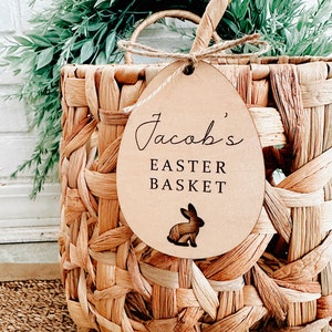 Bunny Easter Basket Tag, Boho Easter Basket Name Tag, Girls Easter ...
