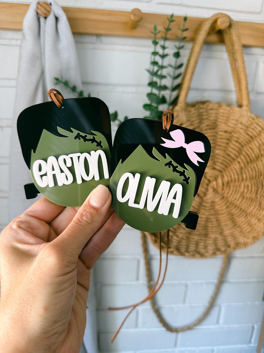 Personalized Frankenstein Boo Basket Tag: Acrylic & Wood Halloween ...