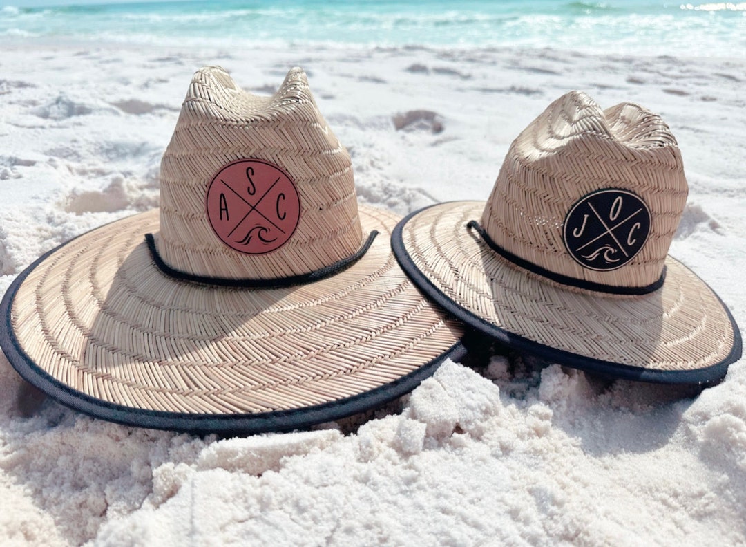 Faux Leather Name Patch Baby Hat Toddler Child Adult, Straw Hat, Baby ...