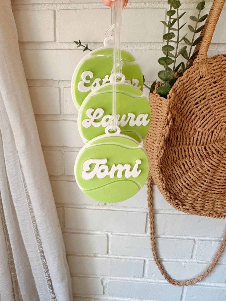 Tennis Ball Keychain, Tennis Tag, Personalized Tennis Bag, Name ...
