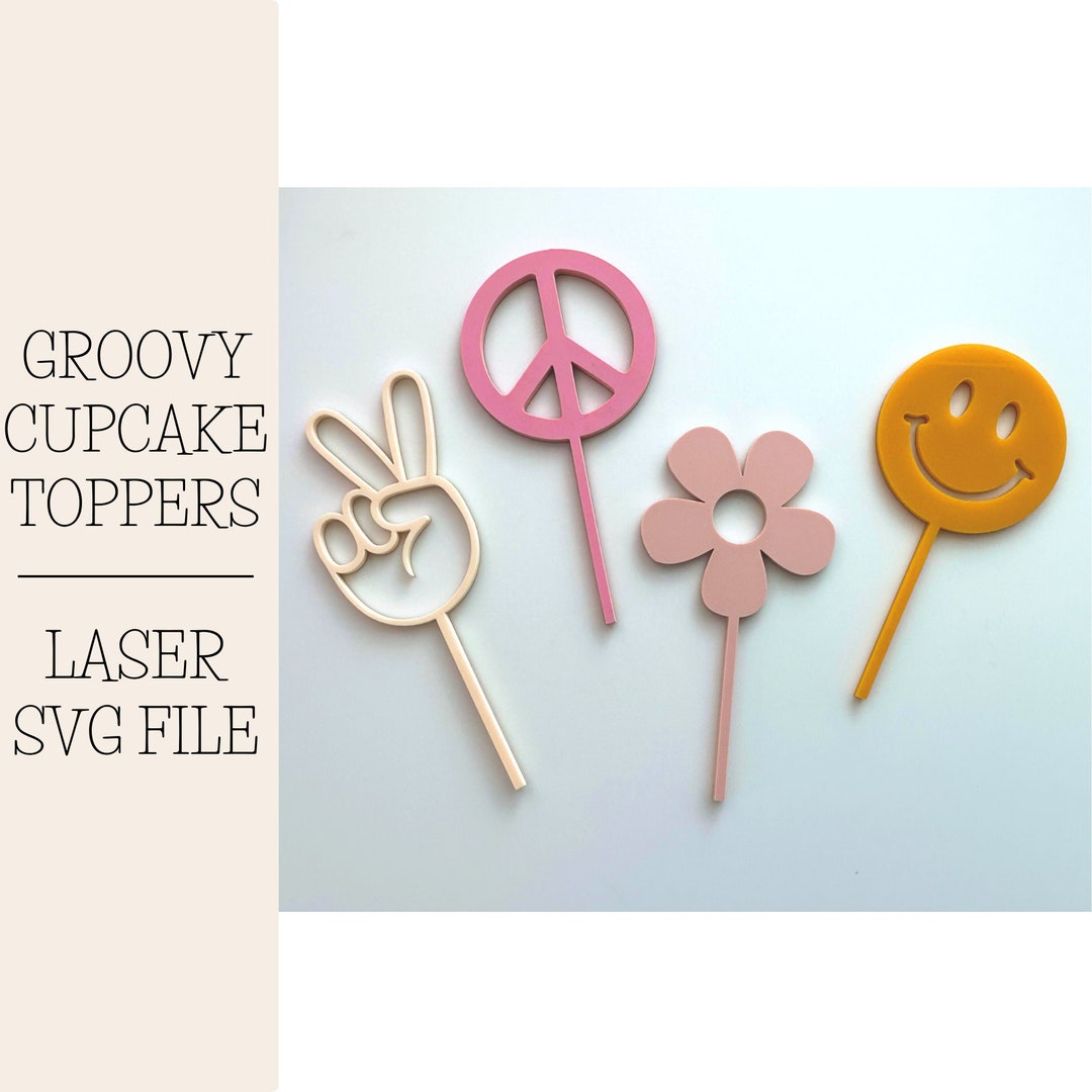 Groovy SVG File, Glowforge File, Two Groovy Cupcake Topper Laser File ...