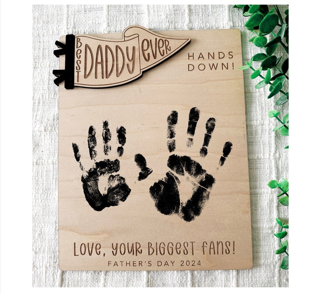 Dad's Handprint Sign, DIY Children’s Gift, Child's Hand Print Sign ...