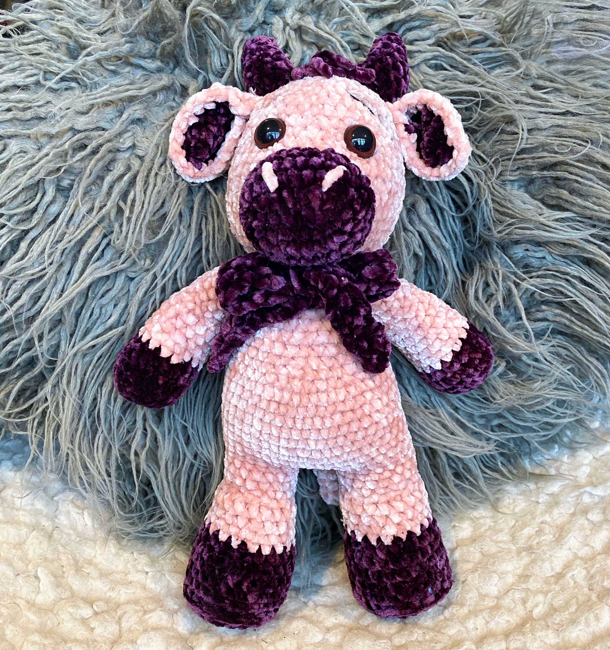 Handmade Crochet Bull Plush Toy for Kids, Hand Knitted Stuffed Toy ...