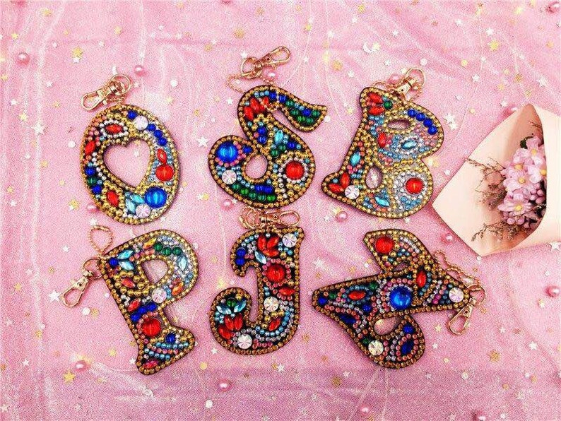 5D Diamond Painting Keychain Alphabet Kits | Etsy