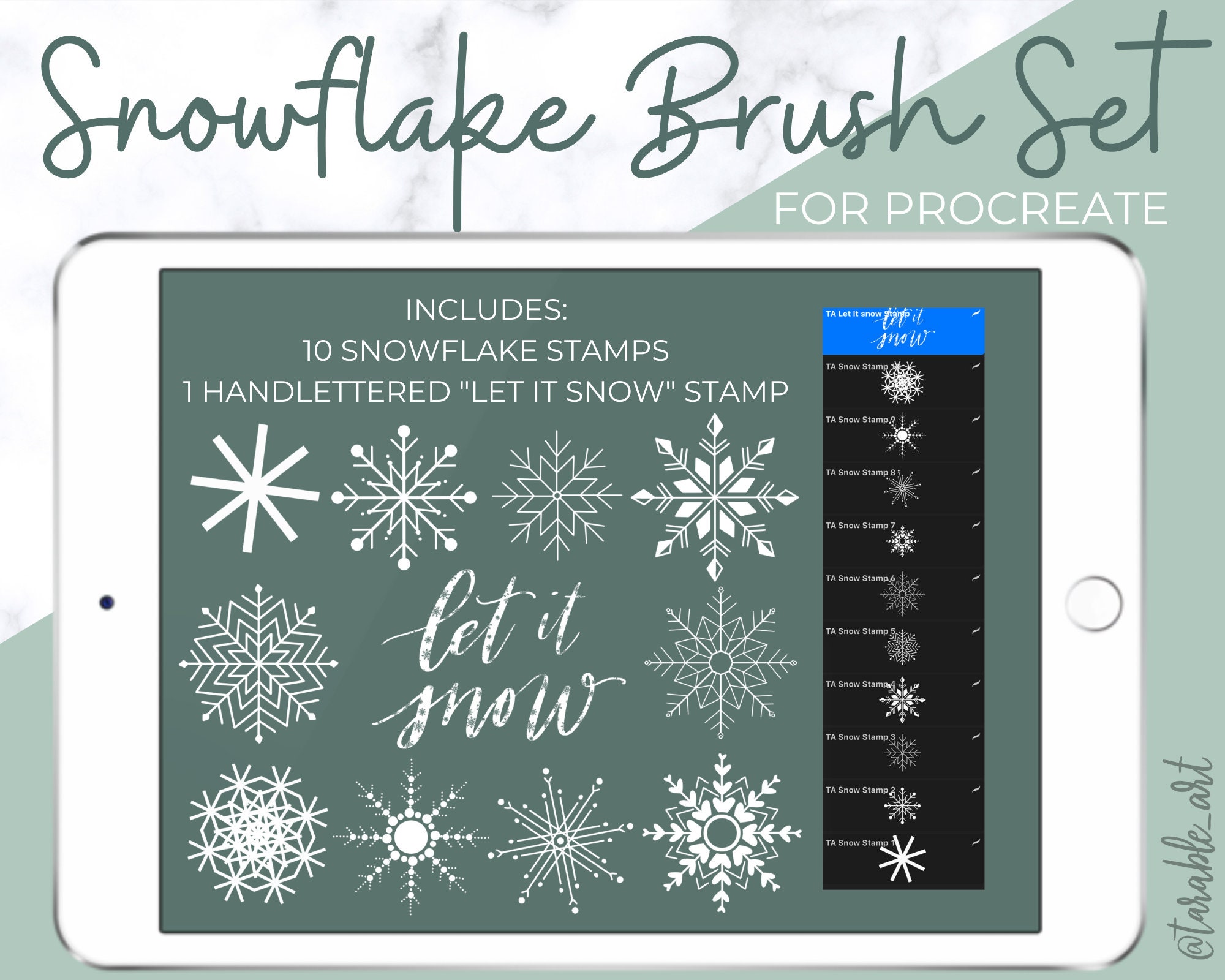 Snowflake Brush Stamp Bundle 11 Procreate Stamps Instant - Etsy