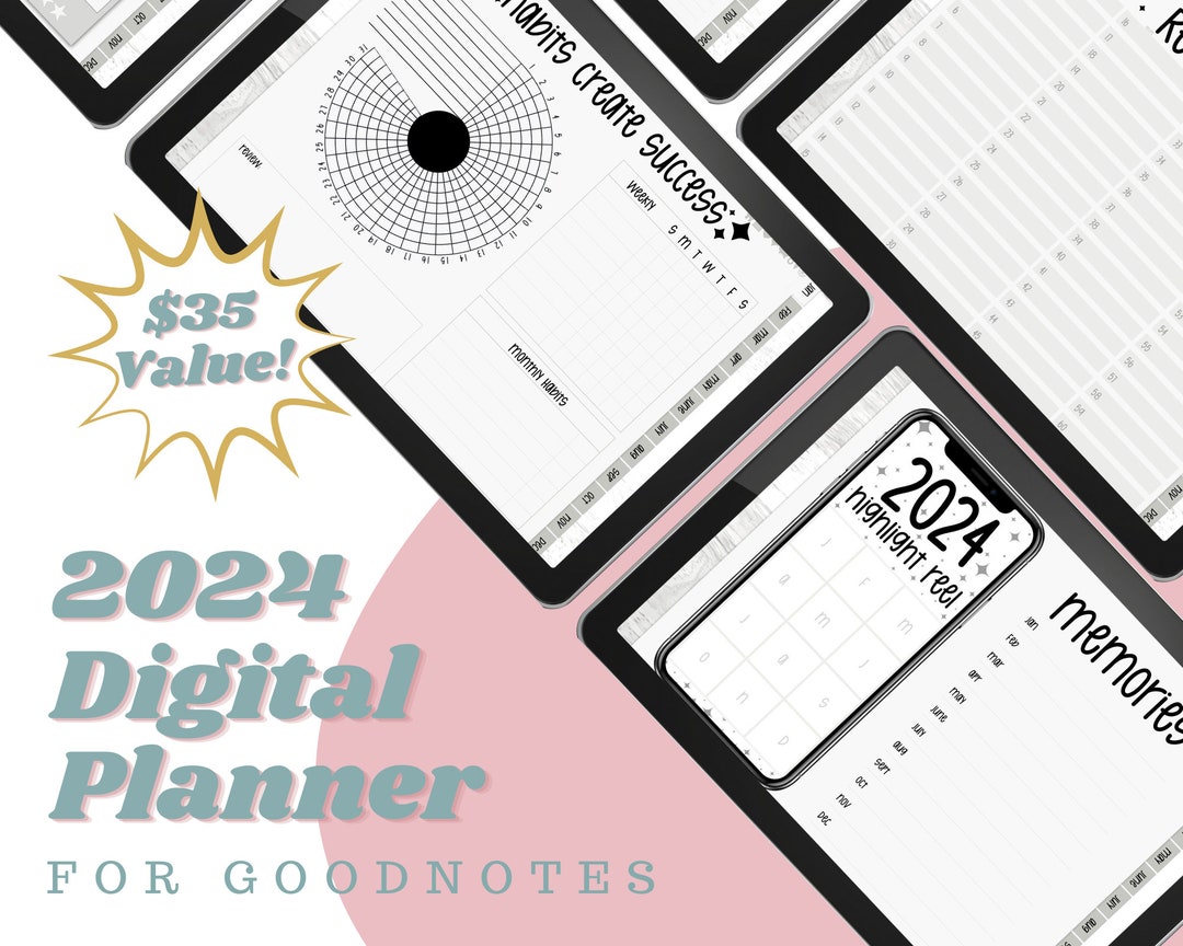 2024 Neutral Digital Planner Bundle: Bonus Font & Stickers (PDF) - Etsy
