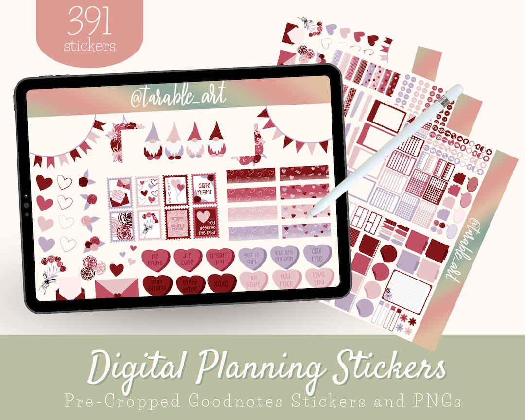 391 Digital Sticker Set for Valentine's Day | Pre-cropped Digital ...
