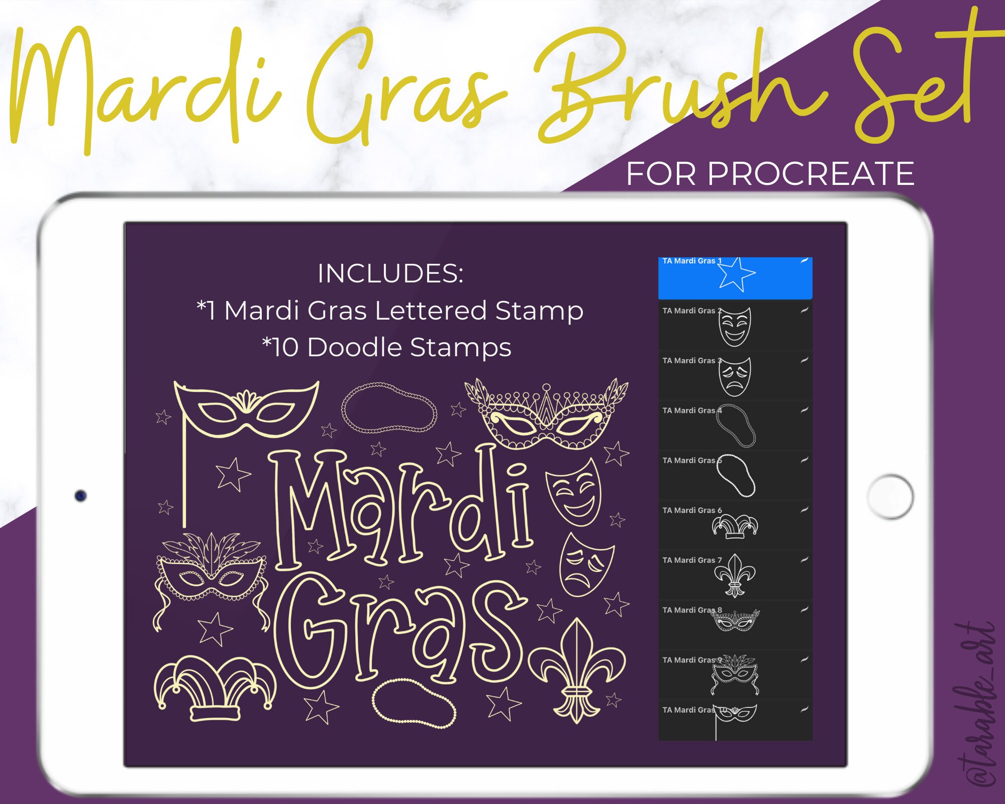 Procreate Brush Stamp Bundle for Mardi Gras 11 Procreate Stamps ...