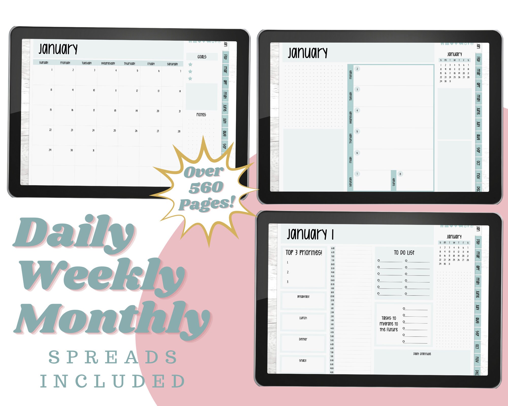 2023 Blue Digital Planner Bundle Fully Dated Ipad Digital - Etsy