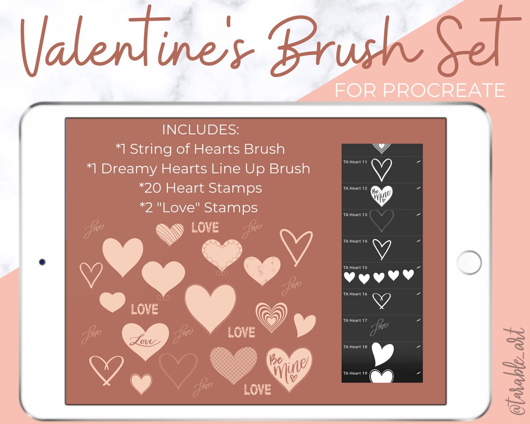 Heart Brush Stamp Bundle for Valentine's Day | 20+ Procreate Stamps ...